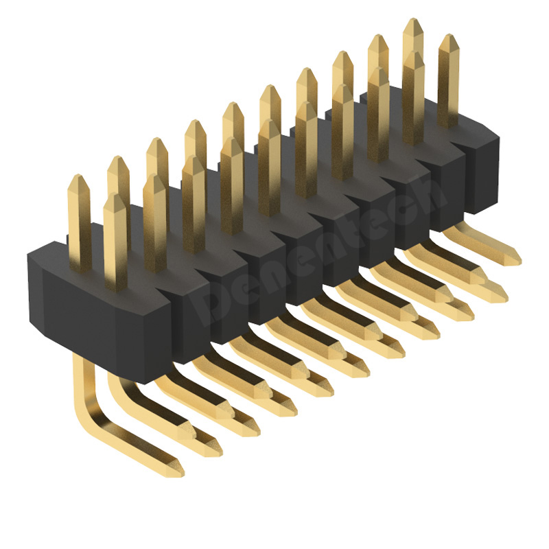 Denentech Gold Plating 1.0mm pitch dual row right angle DIP pin header connector - Denentech ...